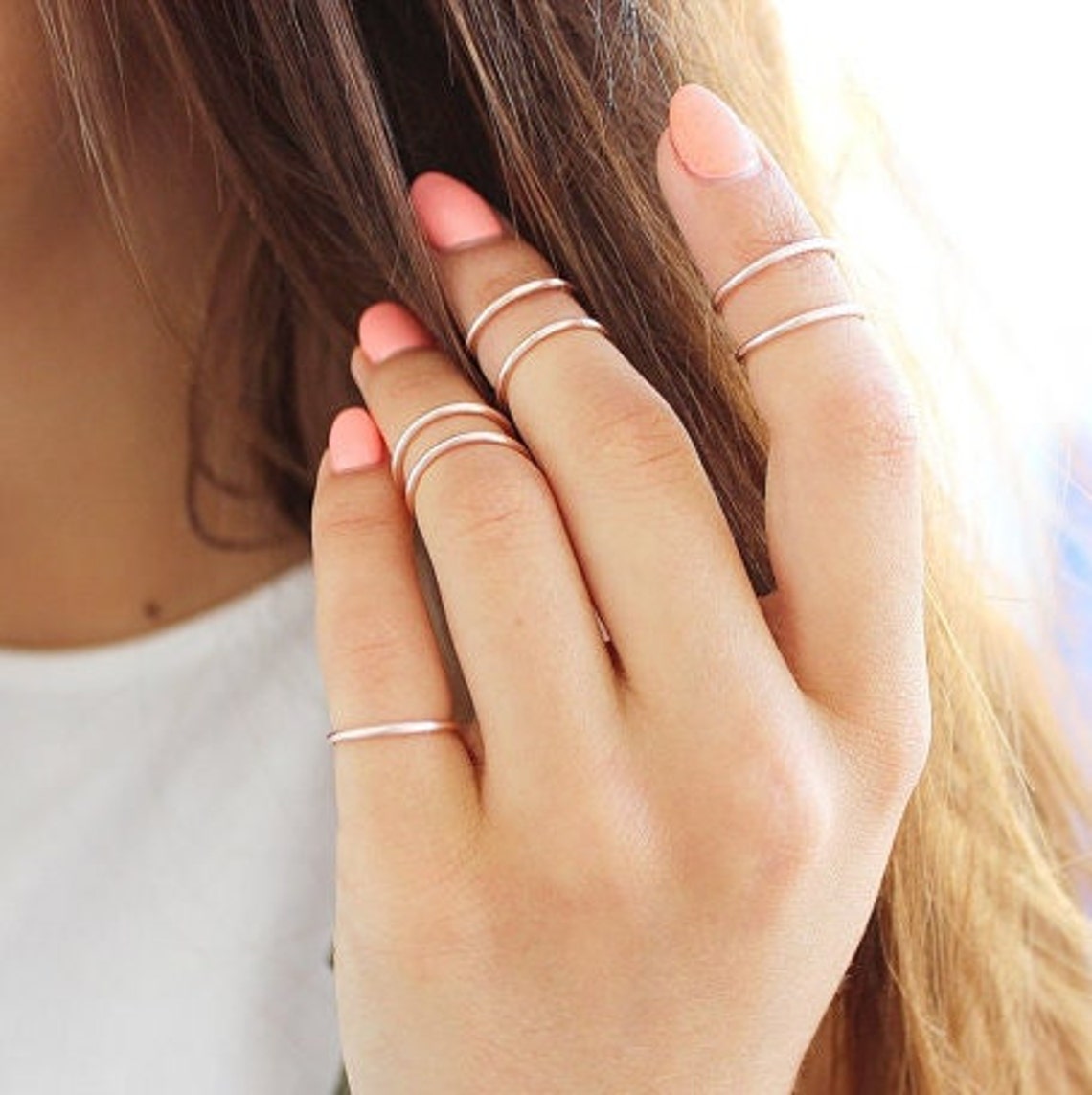 7 Knuckle Rings Midi Ring Silver Knuckle Ring Rose Gold - Etsy