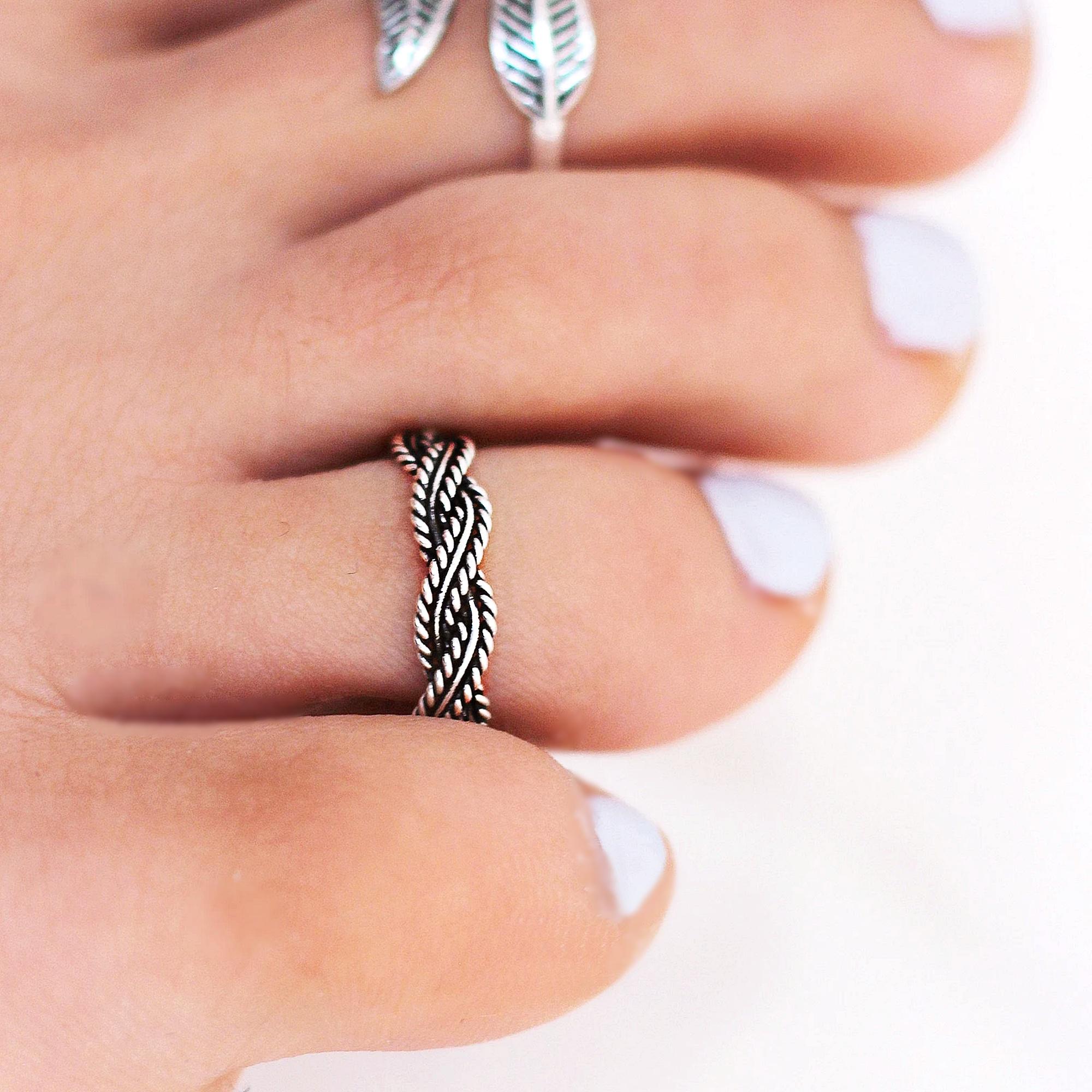 Braided Toe Ring, Bohemian Toe Rings, Sterling Silver Toe Ring ...