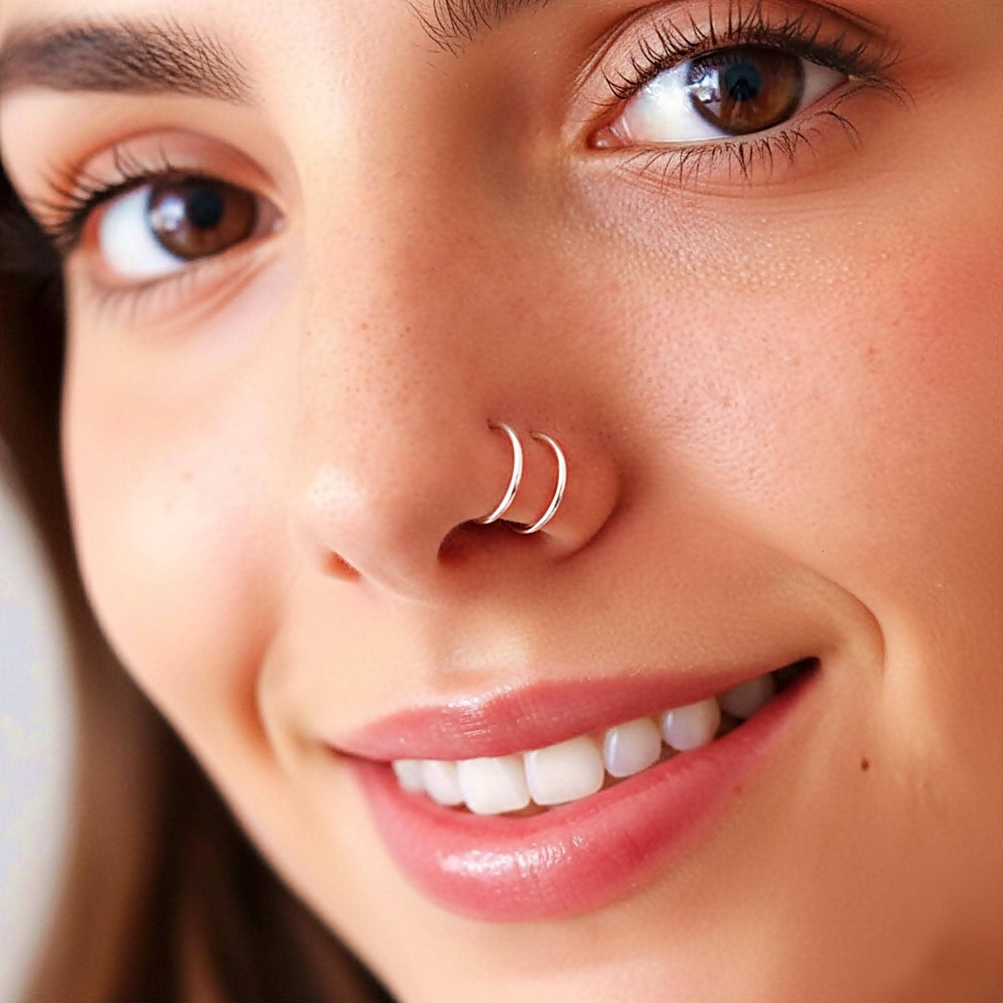 22G/20G/18G/16G Spiral Nose Ring, Double Hoop Nose Ring, Double Nose ...
