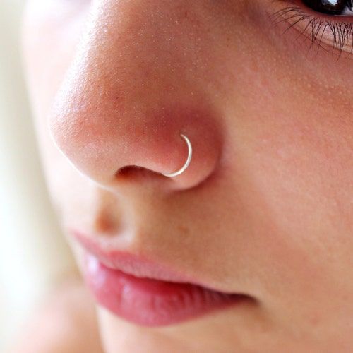 Sterling Silver Nose Ring Hoop Thin Nose Rings Silver Nose - Etsy