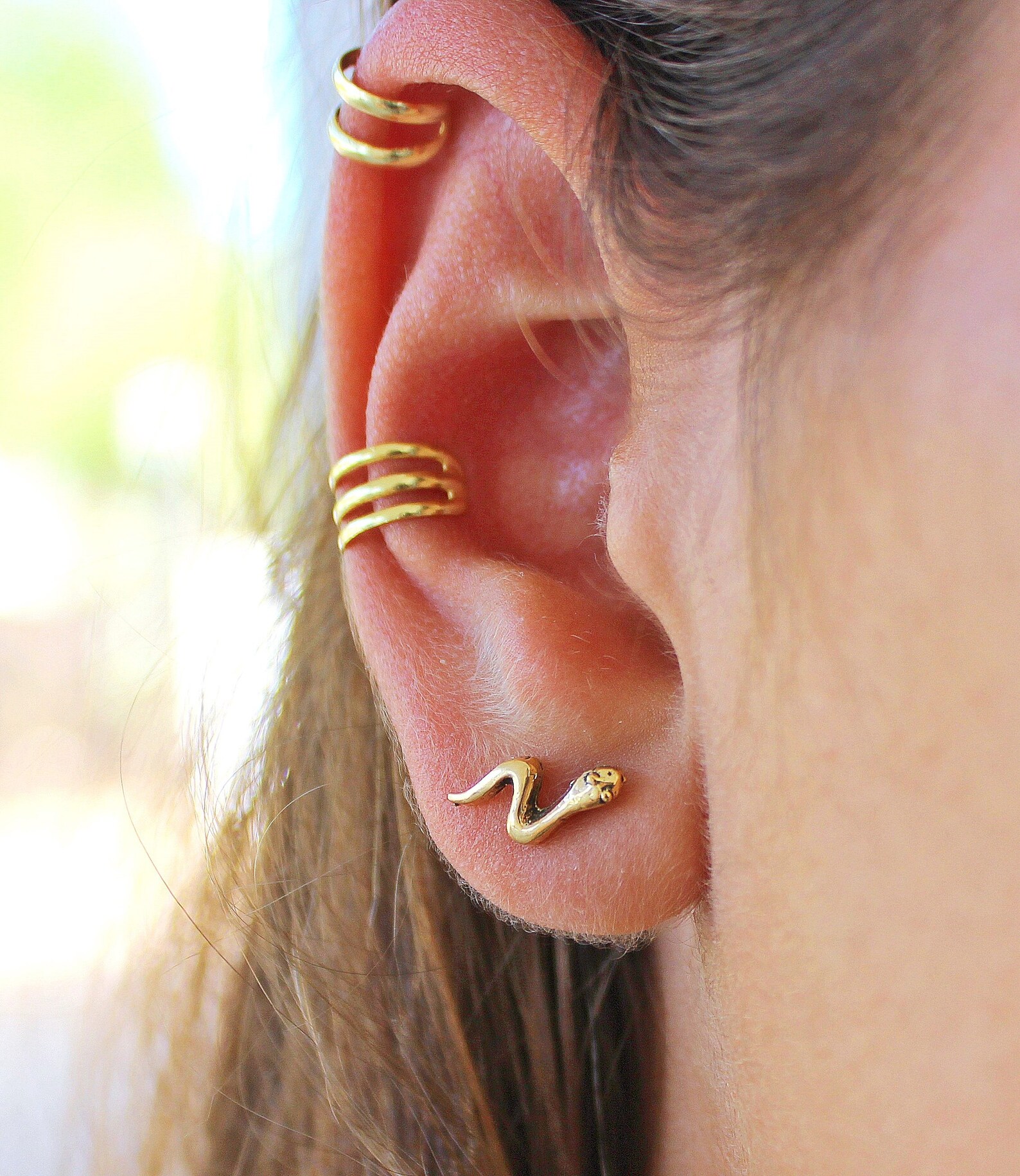 Tiny Snake Stud Earrings Snake Studs Minimal Gold Stud - Etsy