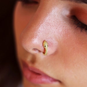 Gold Nose Ring, Snake Nose Ring Hoop, 18g 20g 22g Sterling Silver Nose ...