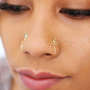 Turquoise Nose Cuff , Fake Nose Ring, Gold Nosecuff, No Piercing Needed ...