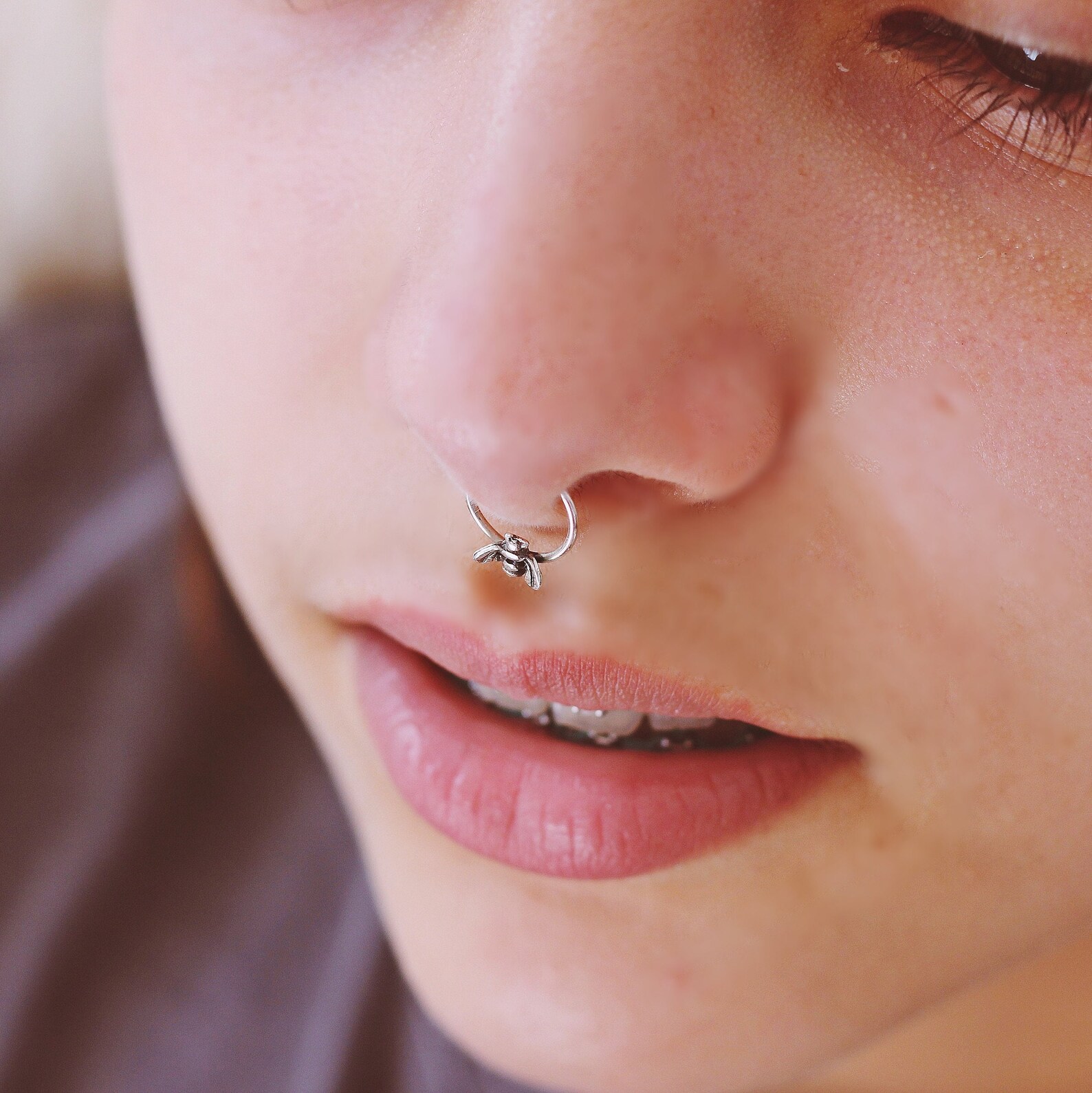 Tiny Bee Septum Ring Gold Septum Ring 16g Sterling Silver - Etsy