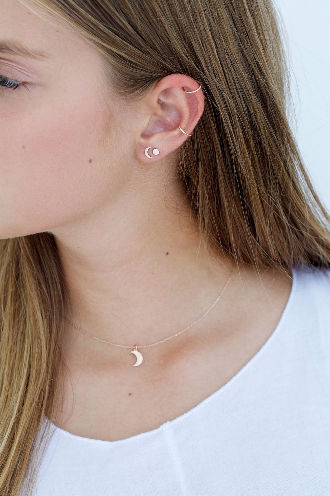 Moon Earrings Minimalist Earrings Tiny Stud Earrings - Etsy Canada