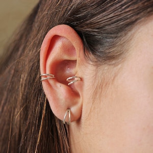 Double Tragus Piercing, Gold Tragus Earring, Double Cartilage Hoop ...