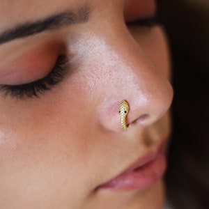 Gold Nose Ring, Snake Nose Ring Hoop, 18g 20g 22g Sterling Silver Nose ...