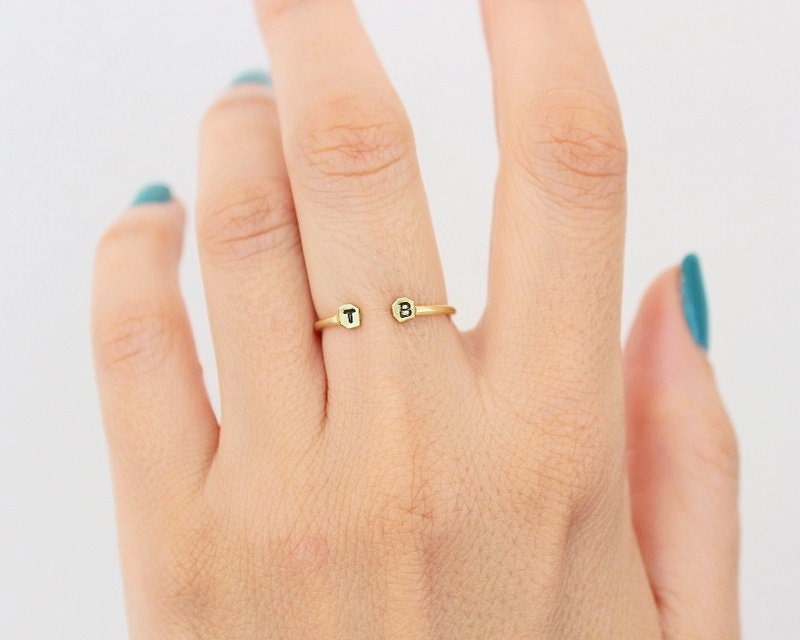 Tiny Initial Ring Personalized Jewelry Monogram Ring Name | Etsy