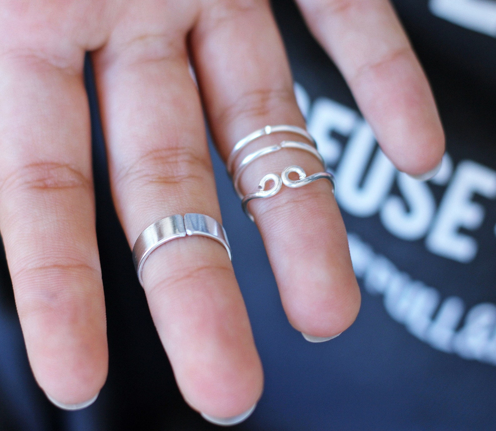 Silver Knuckle Ring Set of 4 Above the Knuckle Rings Stacking | Etsy
