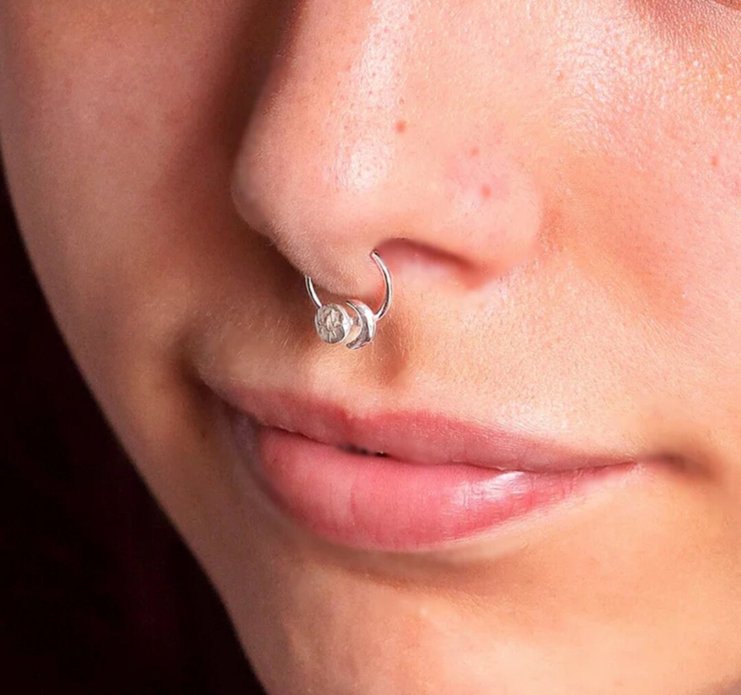 Faux Septum Ring, Moon Phases Fake Septum Ring, Celestial Nose Cuff for ...