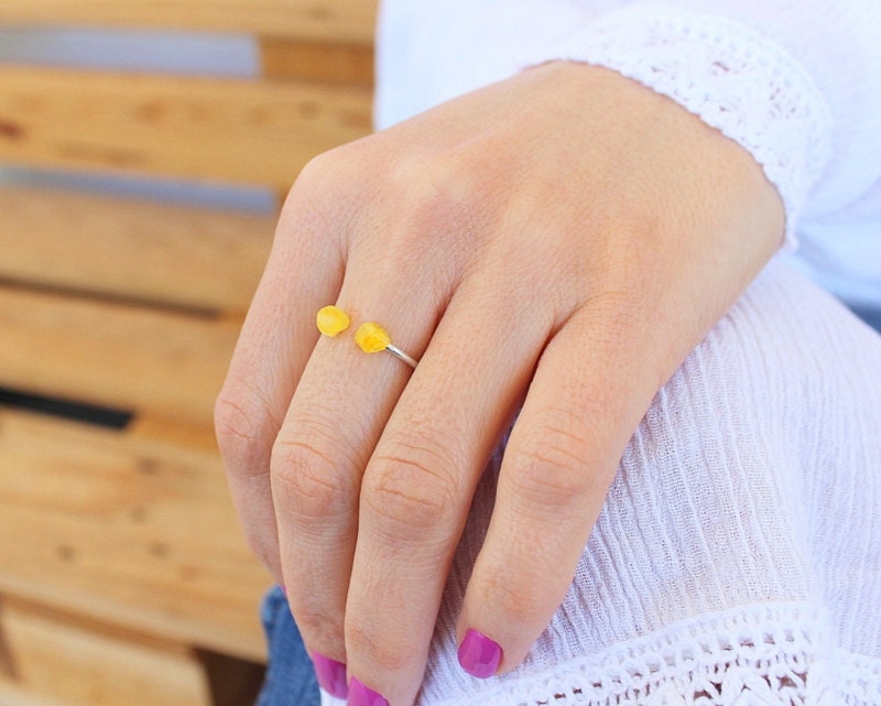 Yellow Minimal Ring Raw Agate Ring Stacking Ring Yellow - Etsy