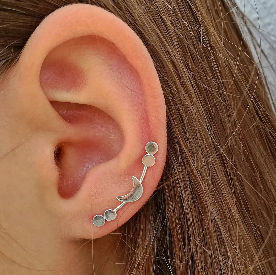 Moon Ear Climber Earrings, Ear Crawler, Gift for Her, Moon Climber ...