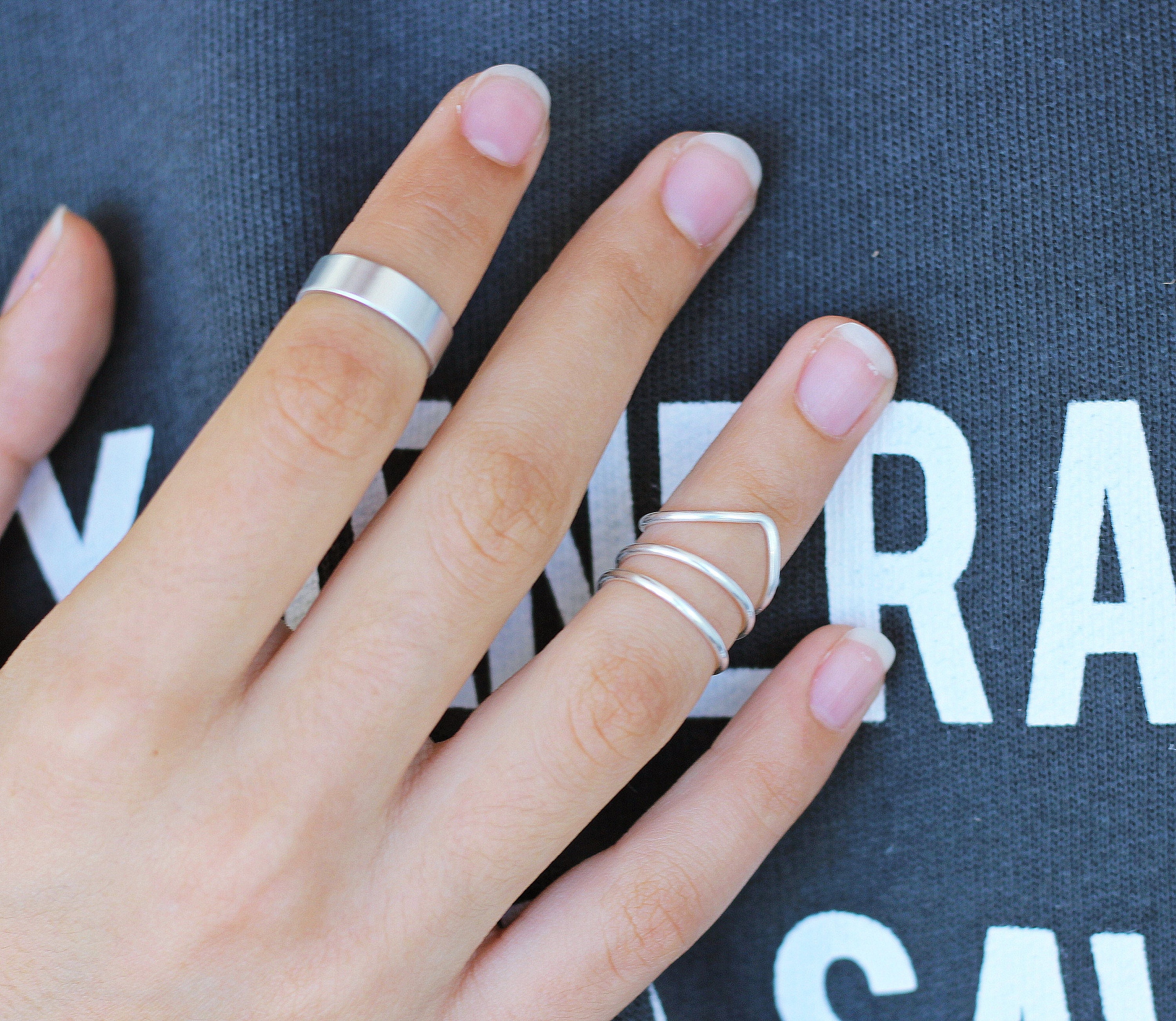 Silver Knuckle Ring Set of 4 Above the Knuckle Rings Stacking | Etsy