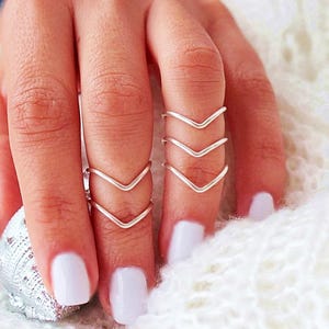 5 Chevron Knuckle Rings - Above the Knuckle Rings - Adjustable Rings ...