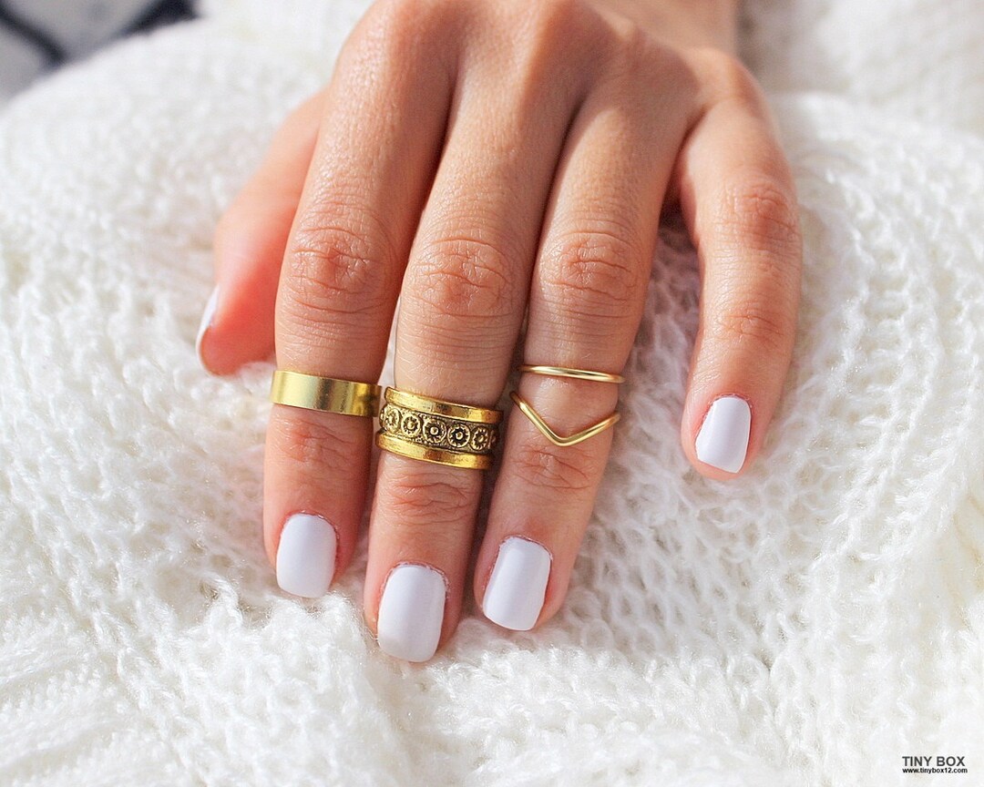 4 Gold Knuckle Ring Set, Above the Knuckle Rings, Stacking Midi Ring ...