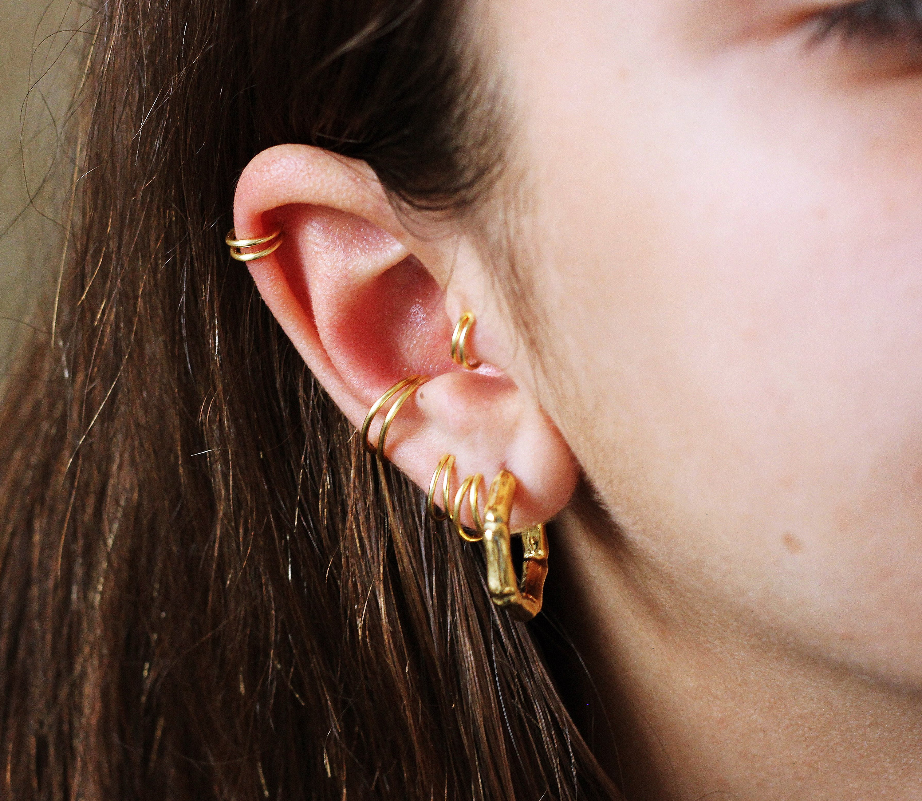 Double Conch Hoop Gold Conch Piercing Cartilage Earring | Etsy UK