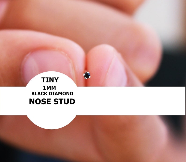 Tiny 1mm Nose Stud Black Diamond Nose Stud Teeny TINY Nose | Etsy