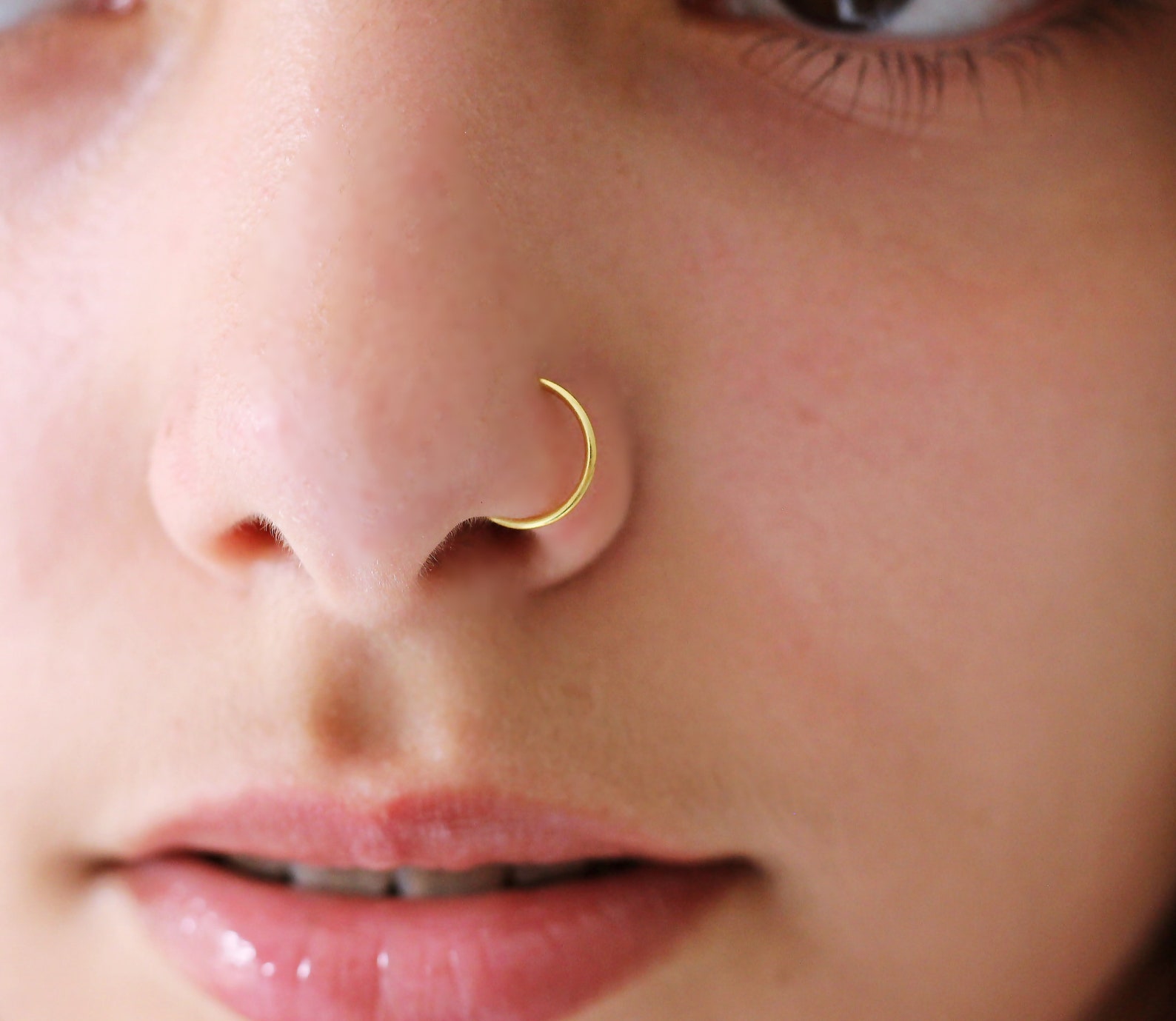 Gold Nose Ring Hoop Sterling Silver Nose Ring Gold Nose | Etsy