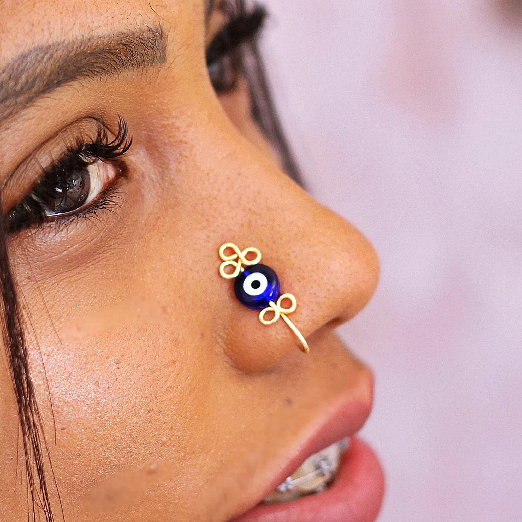Evil Eye Nose Cuff , Gold Nosecuff, No Piercing Needed , Pierceless ...