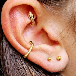 Snake Rook Piercing, Gold Rook Earring, Small Rook Jewelry, Snake ...