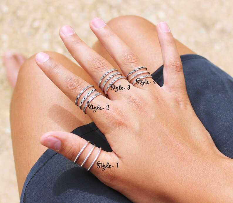 4 Sterling Silver Boho Stackable Rings Set Box of 4 Silver - Etsy