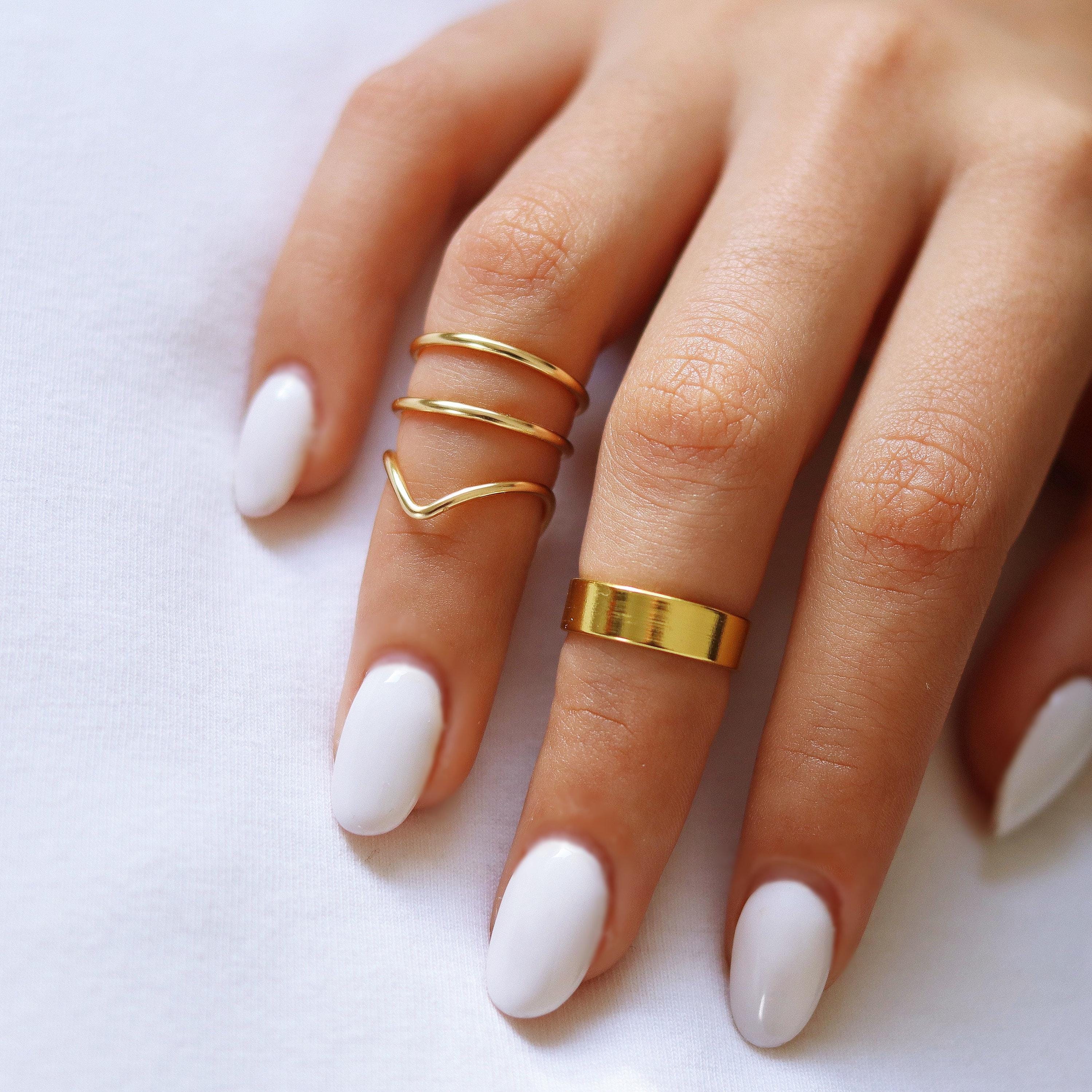 4 Knuckle Ring Set, Above the Knuckle Rings, Stacking Midi Ring, Ring ...