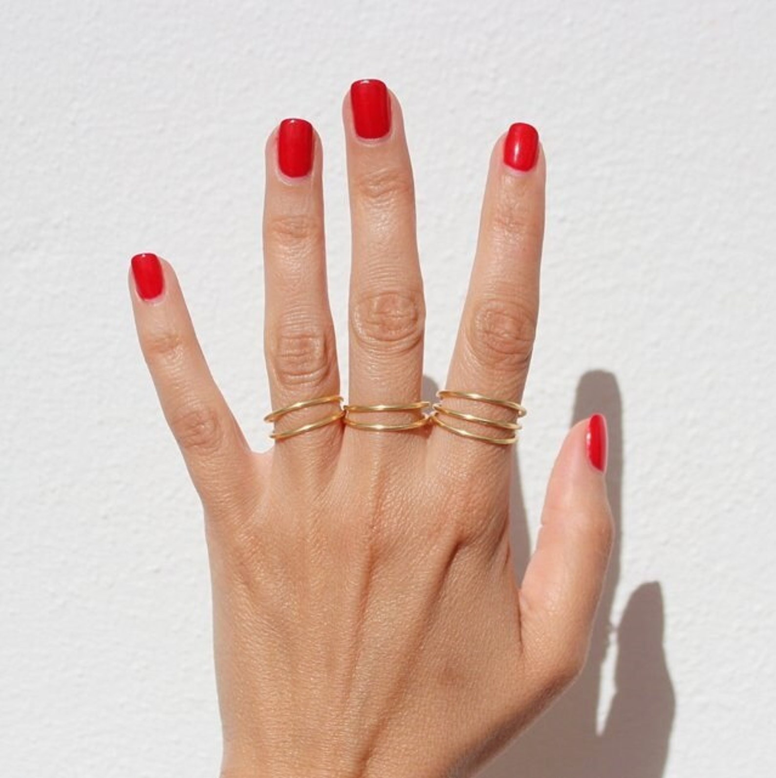 Double Gold Rings Gold Staking Ring Simple Ring Stack - Etsy
