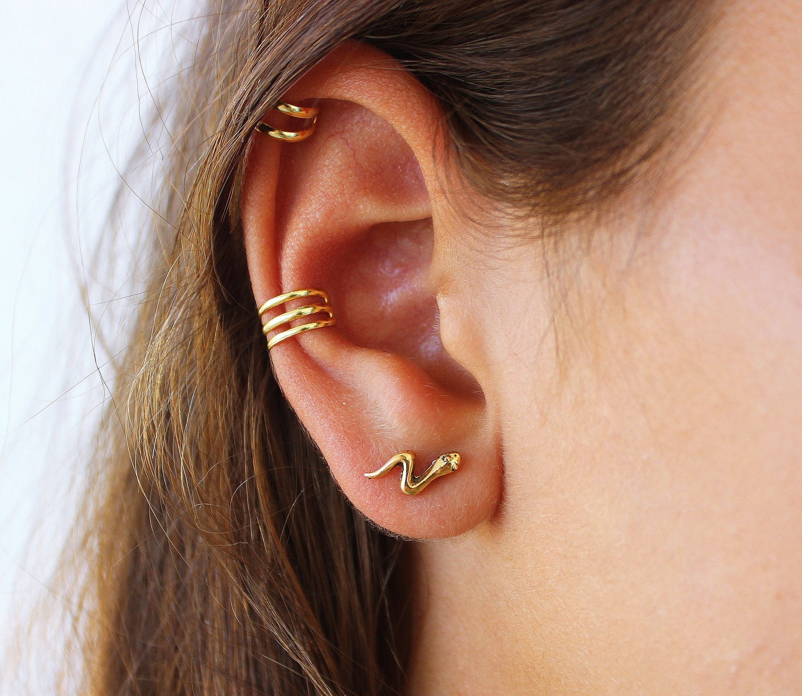 Tiny Snake Stud Earrings Snake Studs Minimal Gold Stud - Etsy