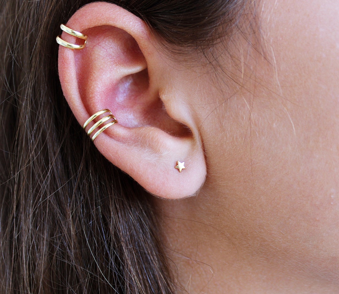 Triple Ear Cuff No Piercing Conch Piercing Conch Hoop Double Earcuff ...