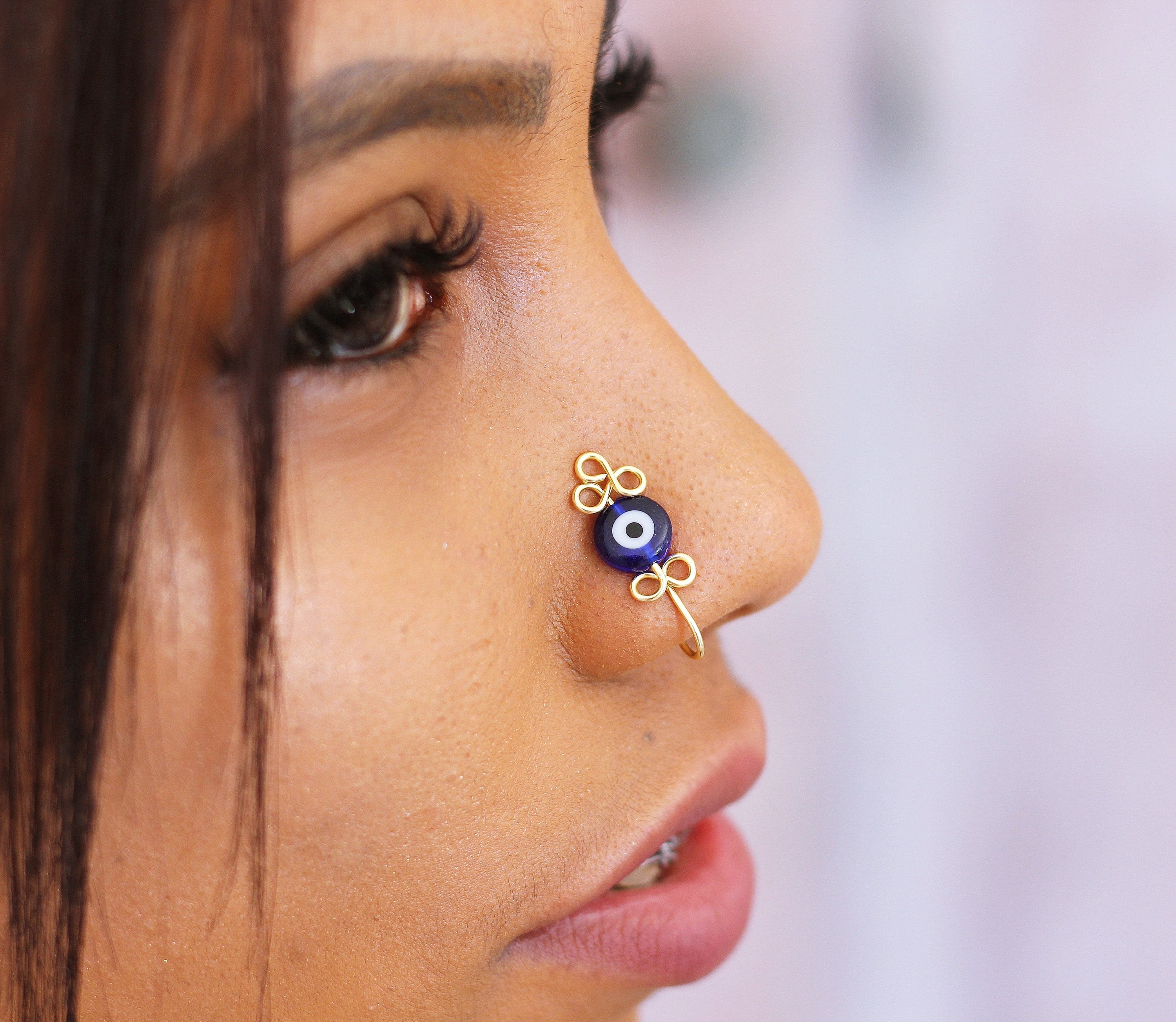 Evil Eye Nose Cuff , Gold Nosecuff, No Piercing Needed , Pierceless ...