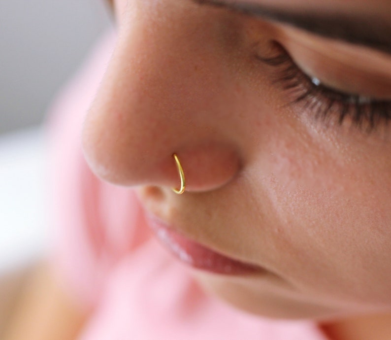 Gold Nose Ring Hoop Sterling Silver Nose Ring Gold Nose | Etsy