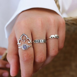 SET of 2 Stacking Rings Moonstone Ring Sterling Silver BOHO RINGS ...