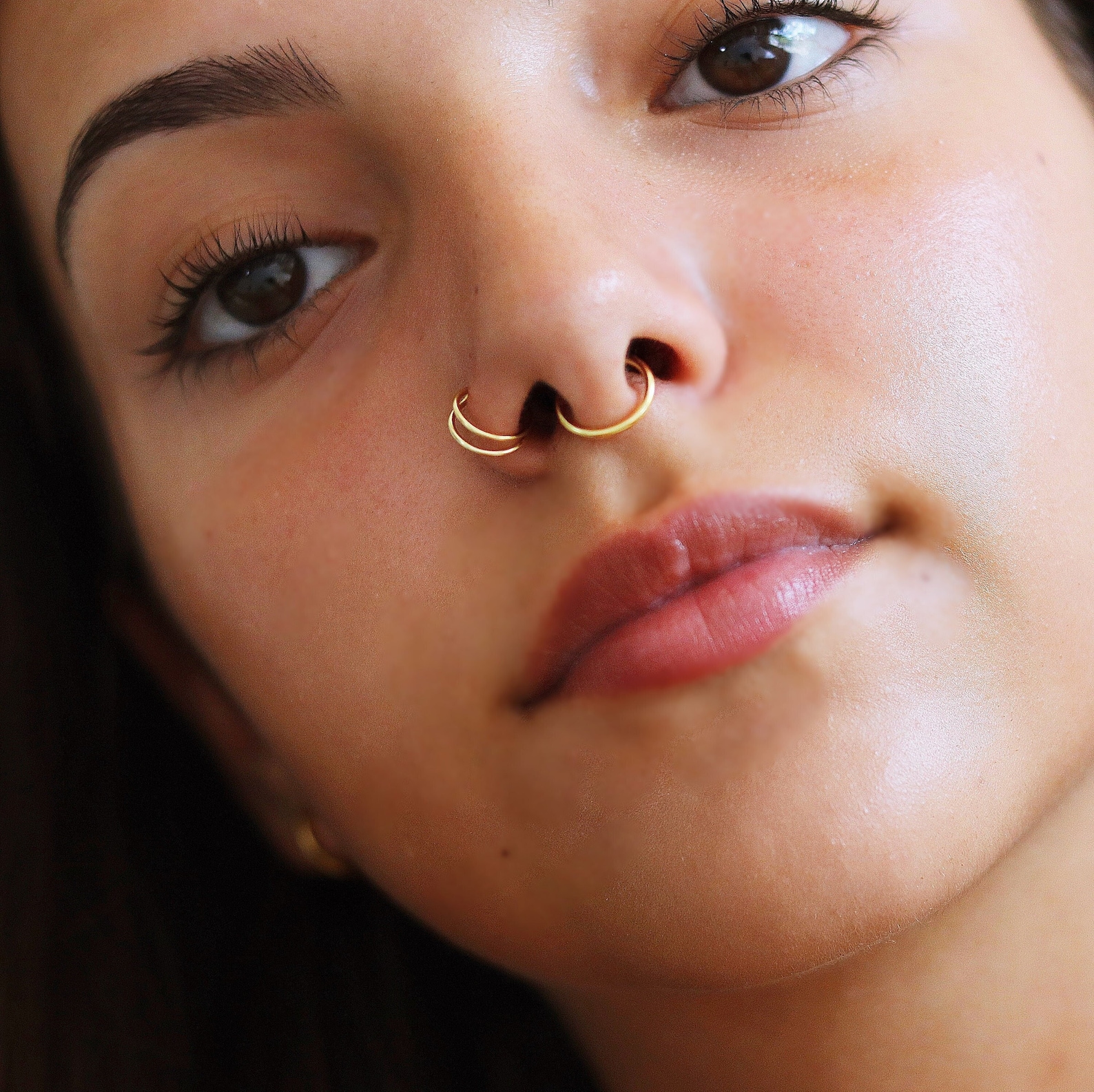 Double Hoop Nose Ring Gold Nose Ring Hoop Sterling Silver - Etsy