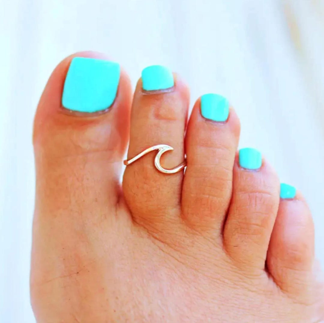 Wave Toe Ring, Sterling Silver Toe Rings, Midi Ring, Toe Rings for ...
