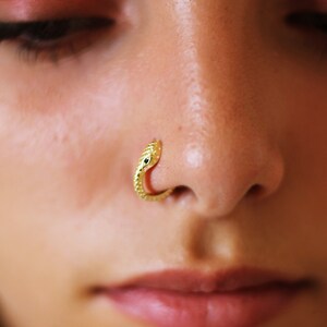 Gold Nose Ring, Snake Nose Ring Hoop, 18g 20g 22g Sterling Silver Nose ...