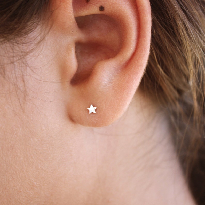 Tiny Star Studs Star Stud Earrings Minimal Sterling Silver - Etsy