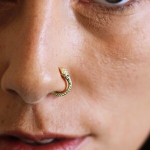 Gold Nose Ring, Snake Nose Ring Hoop, 18g 20g 22g Sterling Silver Nose ...
