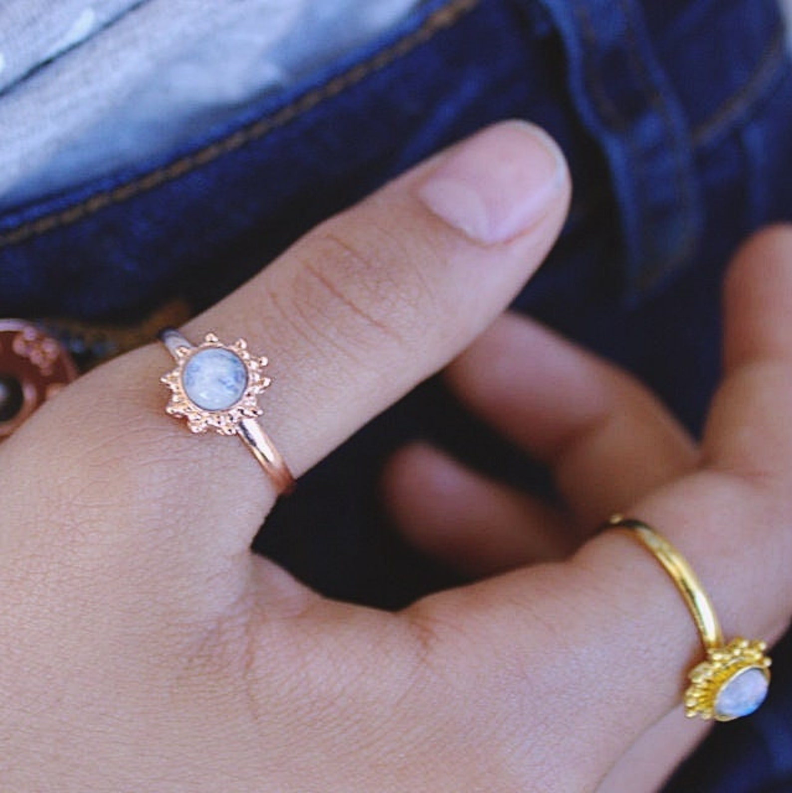 Gold Moonstone Ring Gold Ring Sterling Silver Ring Sterling - Etsy