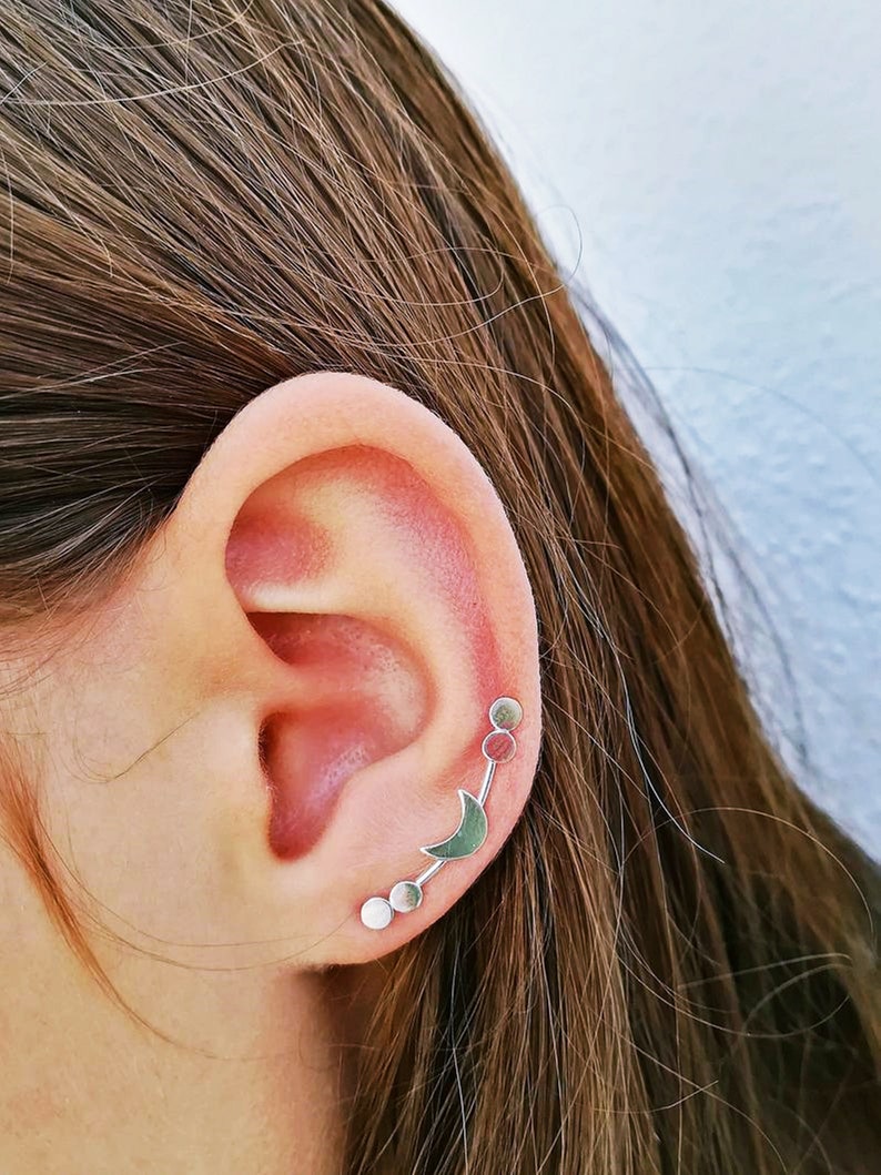 Moon Ear Climber Earrings Ear Crawler Gift for Her Moon | Etsy
