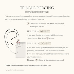 Tragus Earring, Tragus Hoop Earring in Sterling Silver Gold or Rose ...