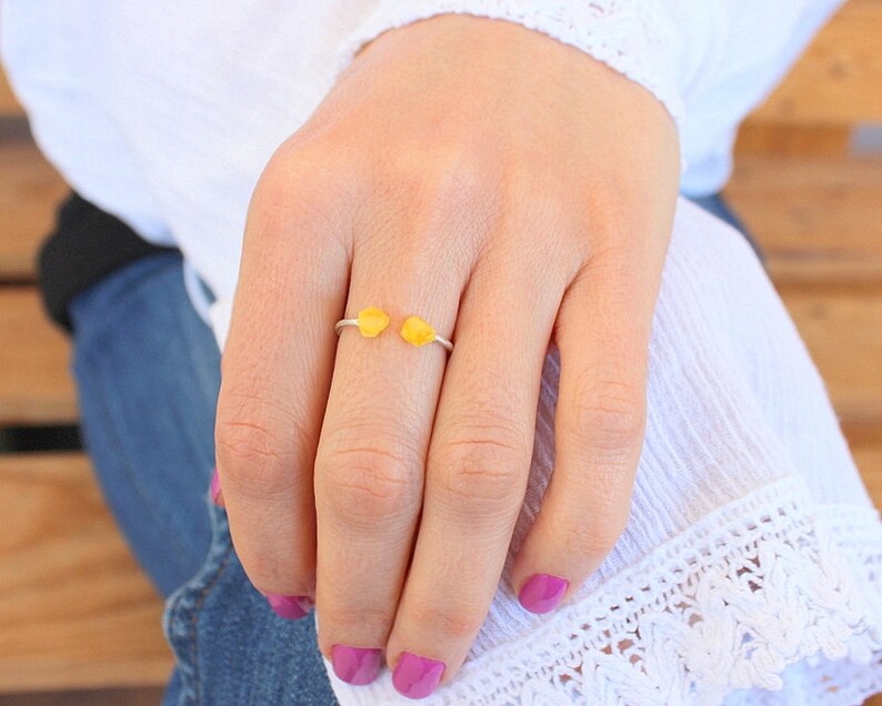 Yellow Minimal Ring Raw Agate Ring Stacking Ring Yellow - Etsy