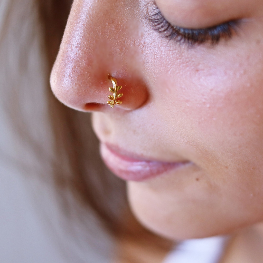 Branches Nose Ring, Gold Nose Ring Hoop, Sterling Silver Nose Hoop ...