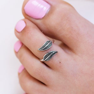 Leafs Dainty Toe Ring, Sterling Silver Toe Ring, Adjustable Toe Ring ...