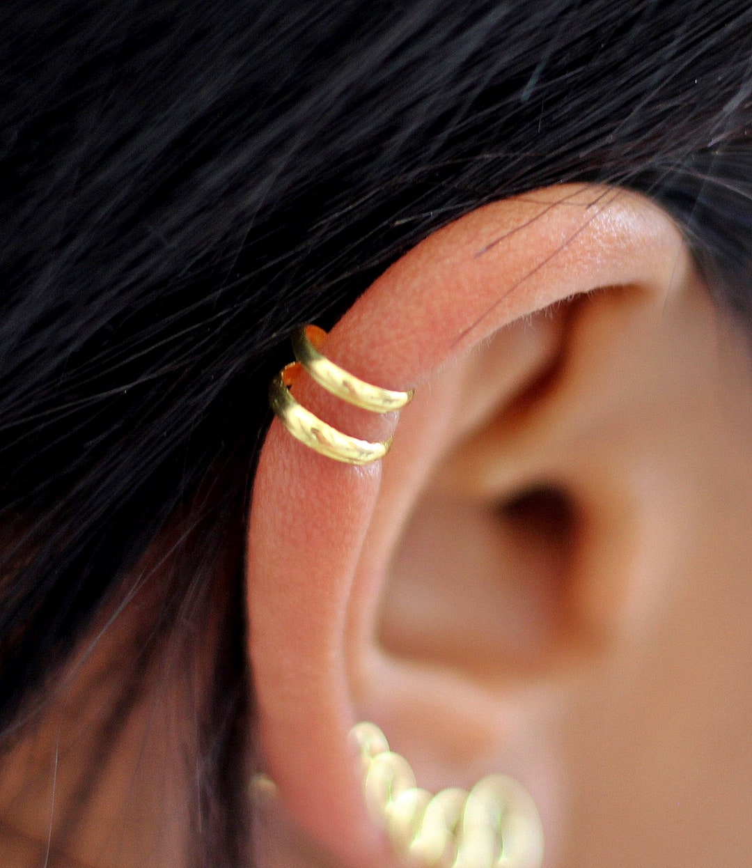 Fake Helix Piercing for No Pierced Ears, Helix Cuff No Piercing, Gold ...