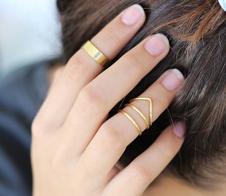 Silver Knuckle Ring Set of 4 Above the Knuckle Rings Stacking | Etsy