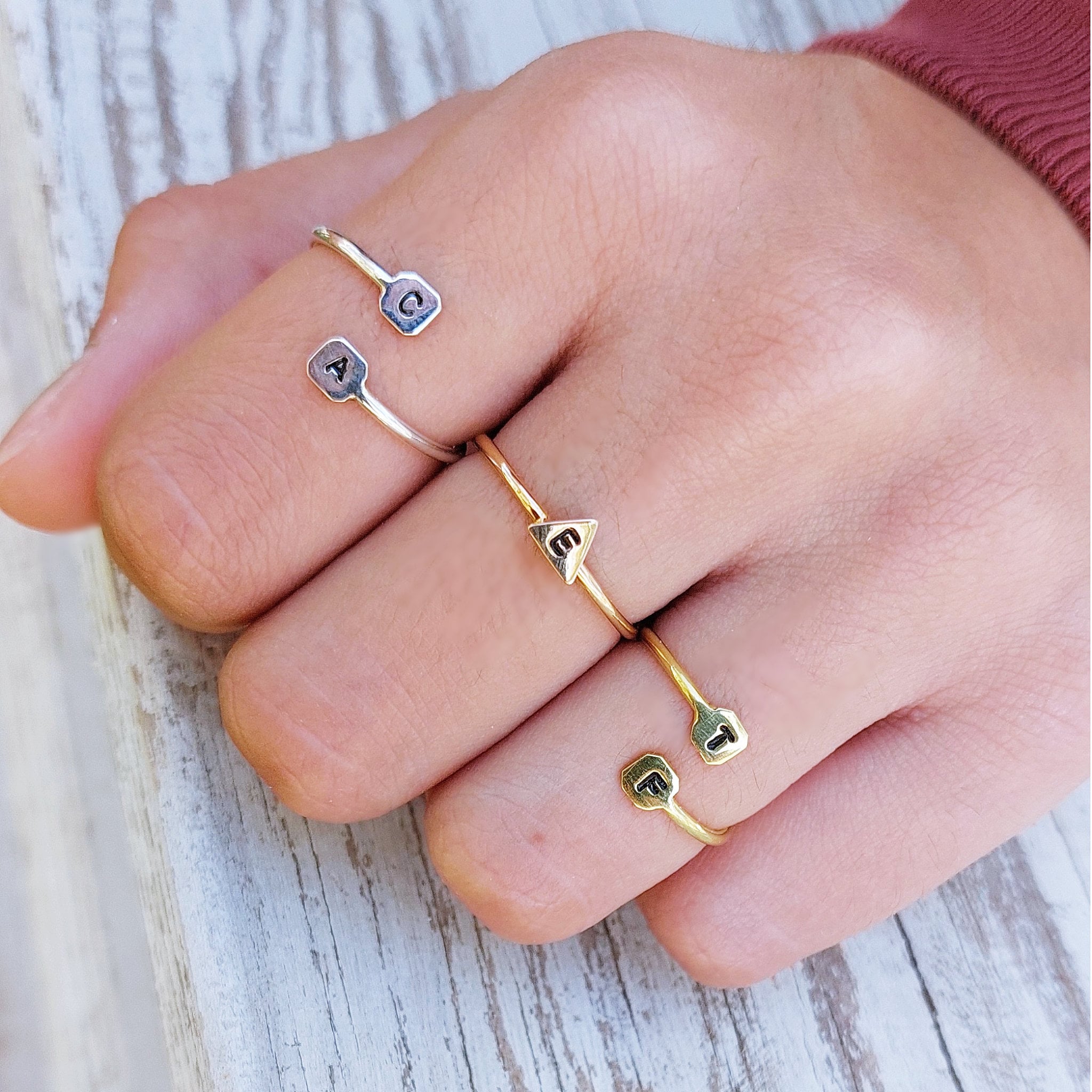 Pinky Ring for Women Custom Initial Ring Rose Gold Signet - Etsy Australia