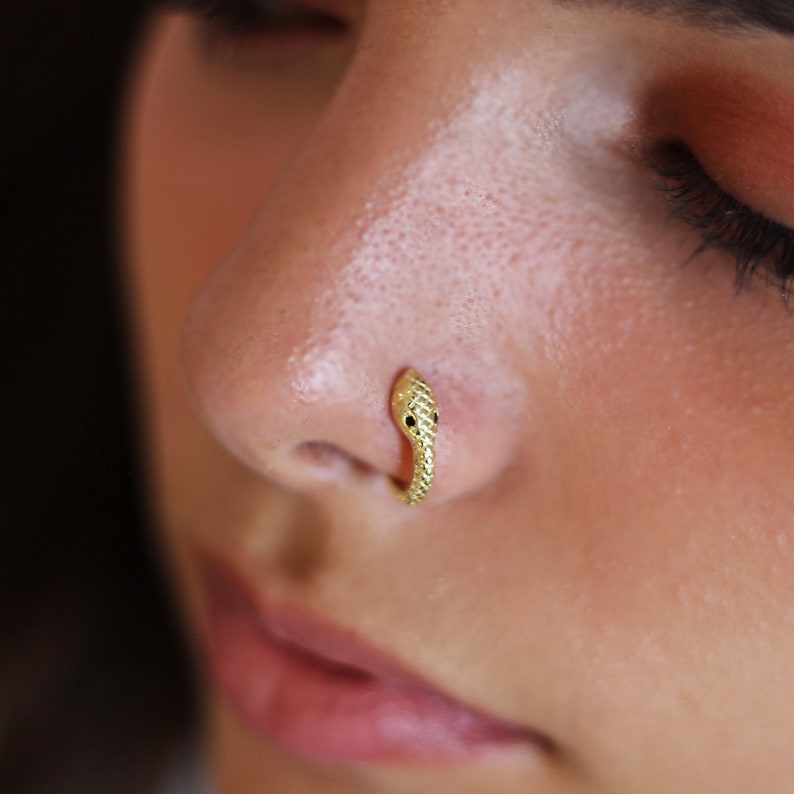 Gold Nose Ring Snake Nose Ring Hoop 18g 20g 22g Sterling - Etsy