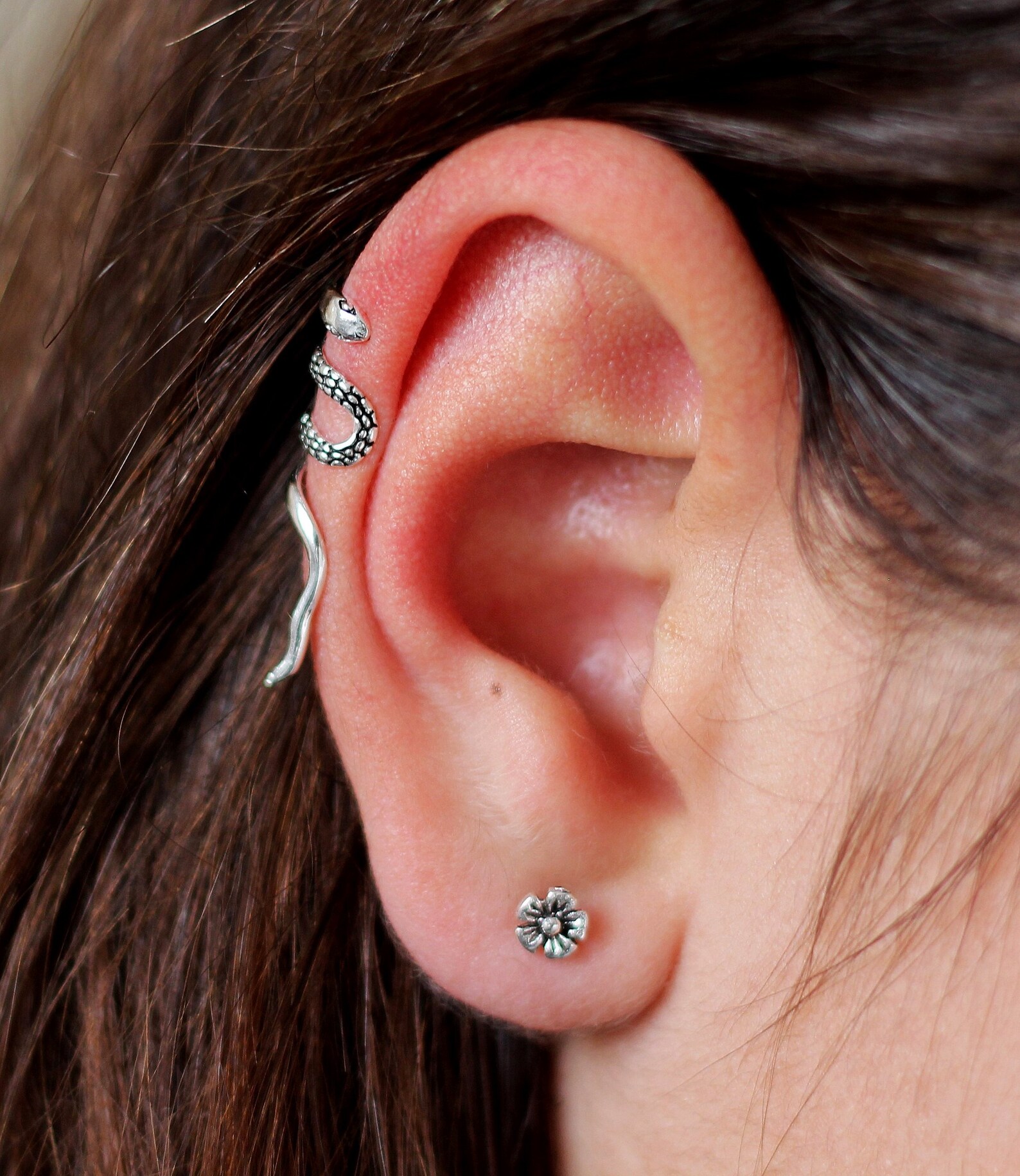 Snake Ear Cuff, Sterling Silver Ear Cuff No Piercing, Snake Earrings ...