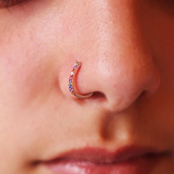Nose Cuff With Gem Fake Nose Piercing Crystal Nosecuff Pierceless Faux Nose Ring Jewelry No Piercing Needed Pierce less Nose Ring Etsy