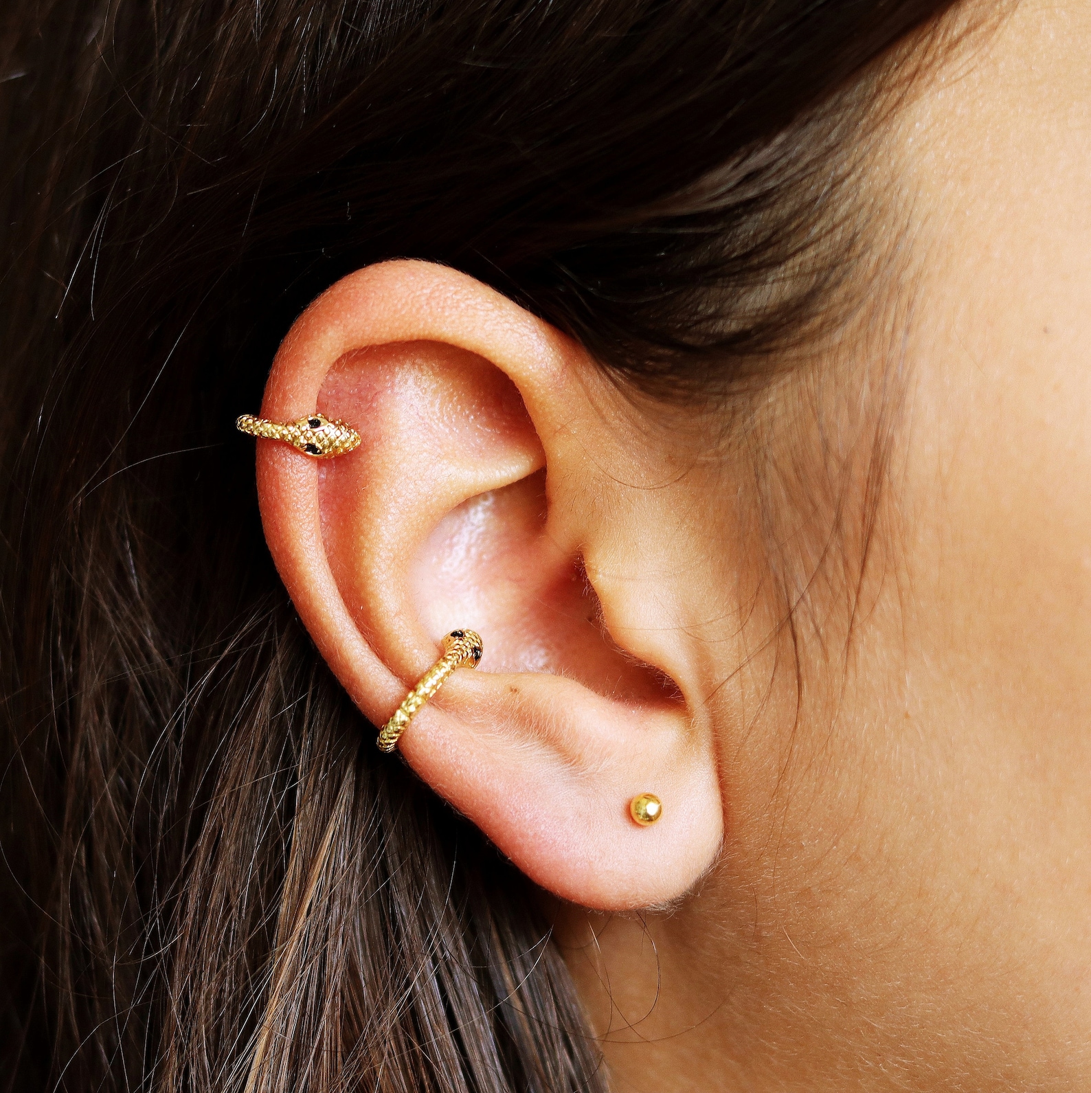 Snake Rook Piercing, Gold Rook Earring, Small Rook Jewelry, Snake ...